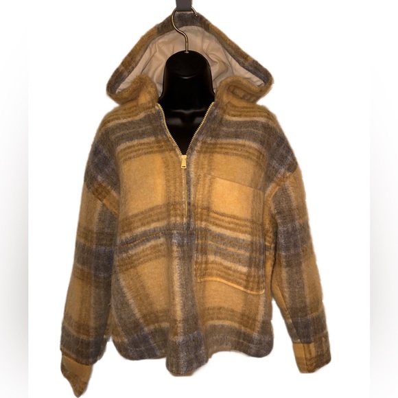 Zara | Jackets & Coats | Zara Oversized Cropped Pullover Plaid Shacket ...